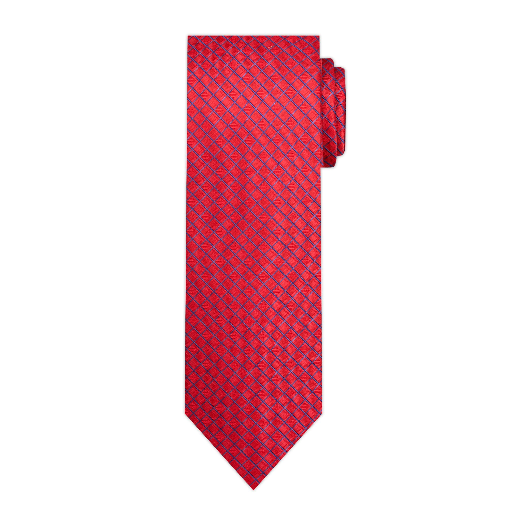 Jacob Alexander Men's Woven Diamond Grid Pattern Regular Neck Tie - Red ...