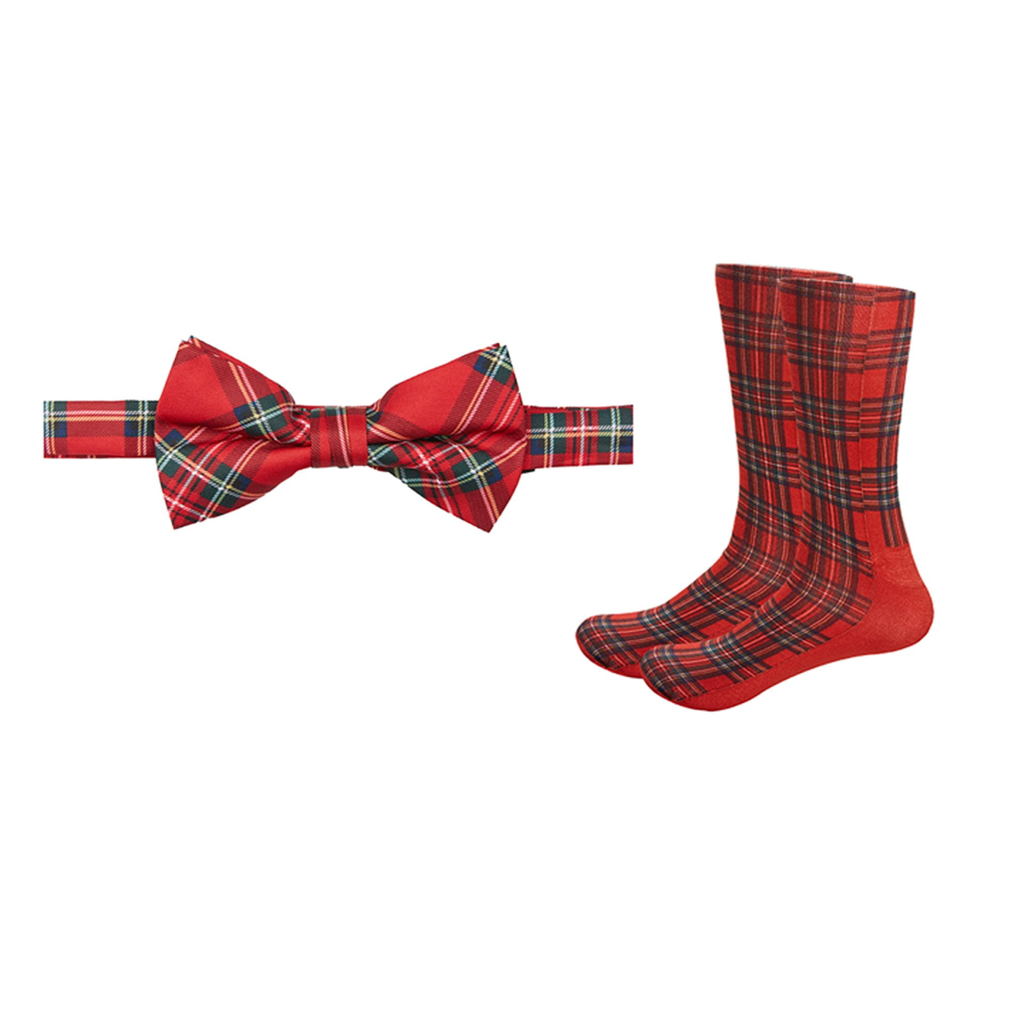 Jacob Alexander Merry Christmas Royal Stewart Red Plaid Men's Pre-Tied Banded Bow Tie and Socks ...