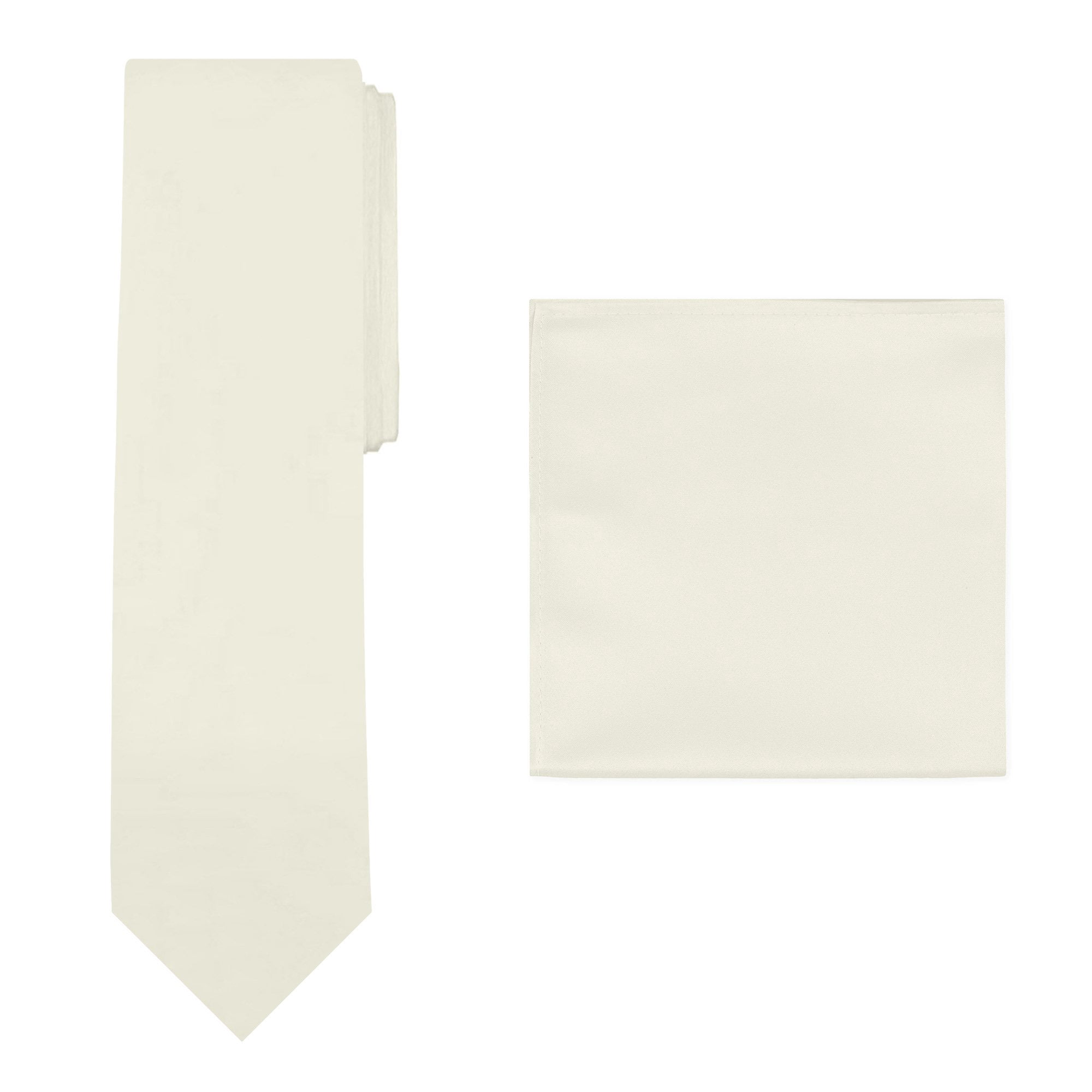 Jacob Alexander Solid Color Men's Slim Tie and Hanky Set - Ivory Cream ...