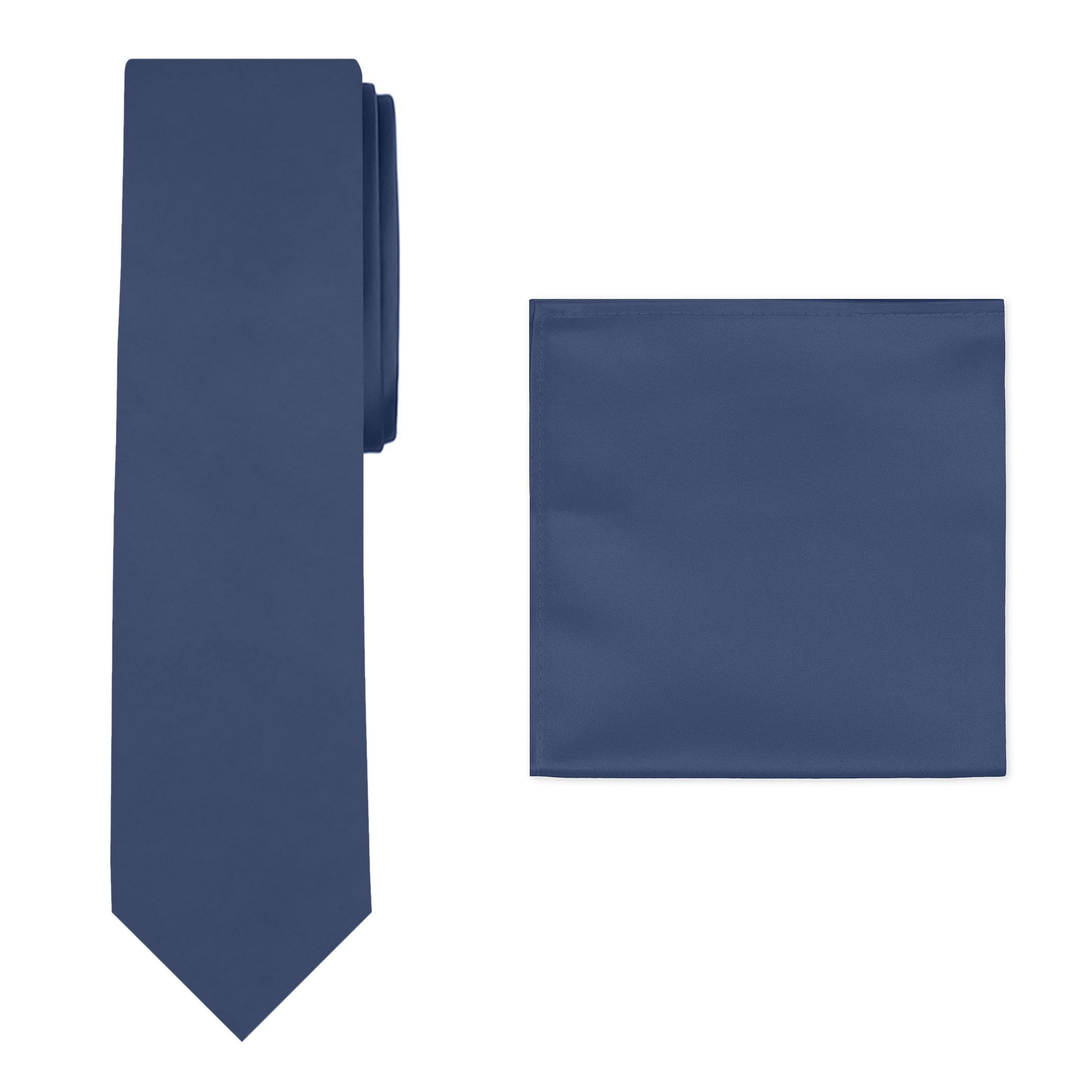 Jacob Alexander Solid Color Men's Slim Tie and Hanky Set - Steel Blue ...