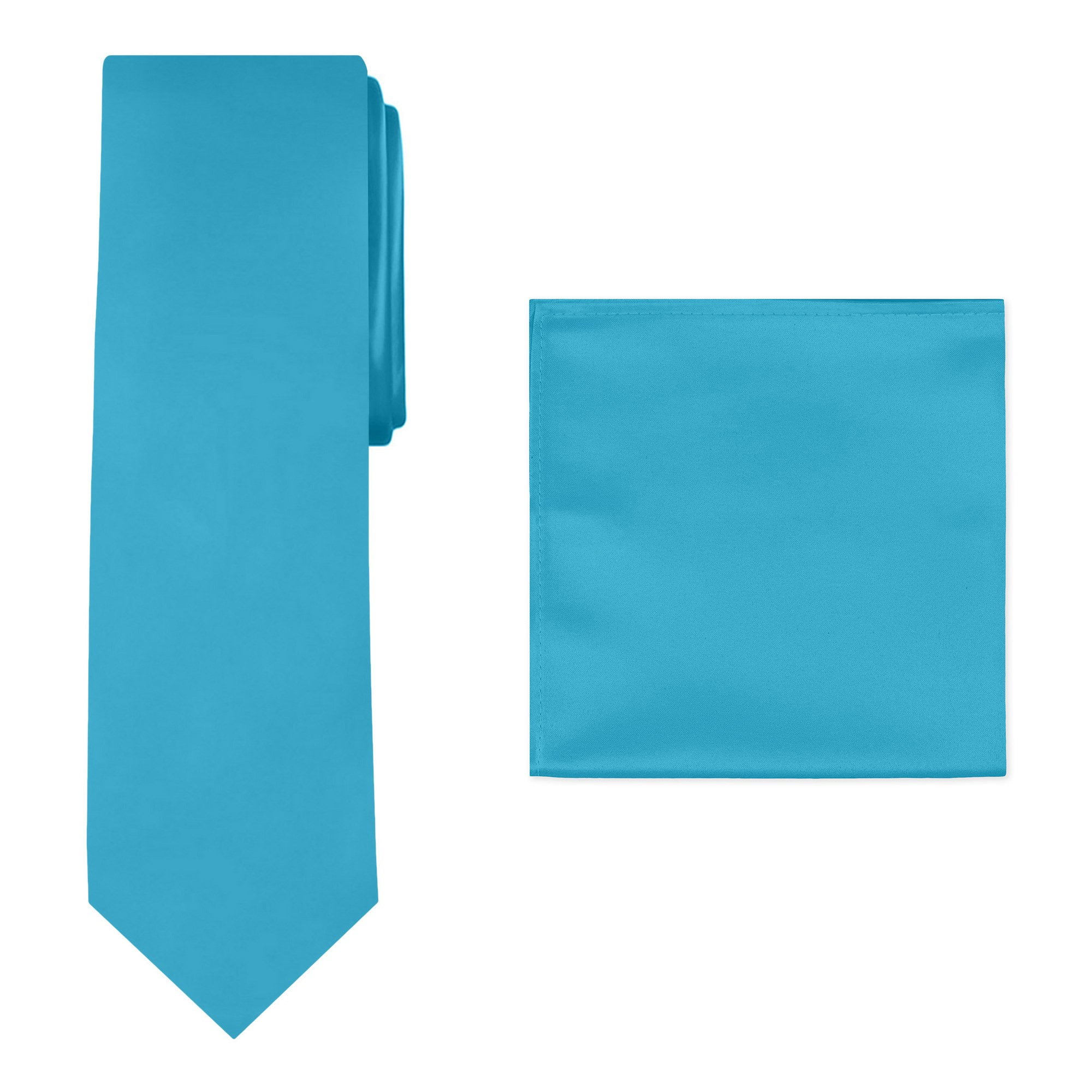 Jacob Alexander Solid Color Men's Tie and Hanky Set - Turquoise Blue ...