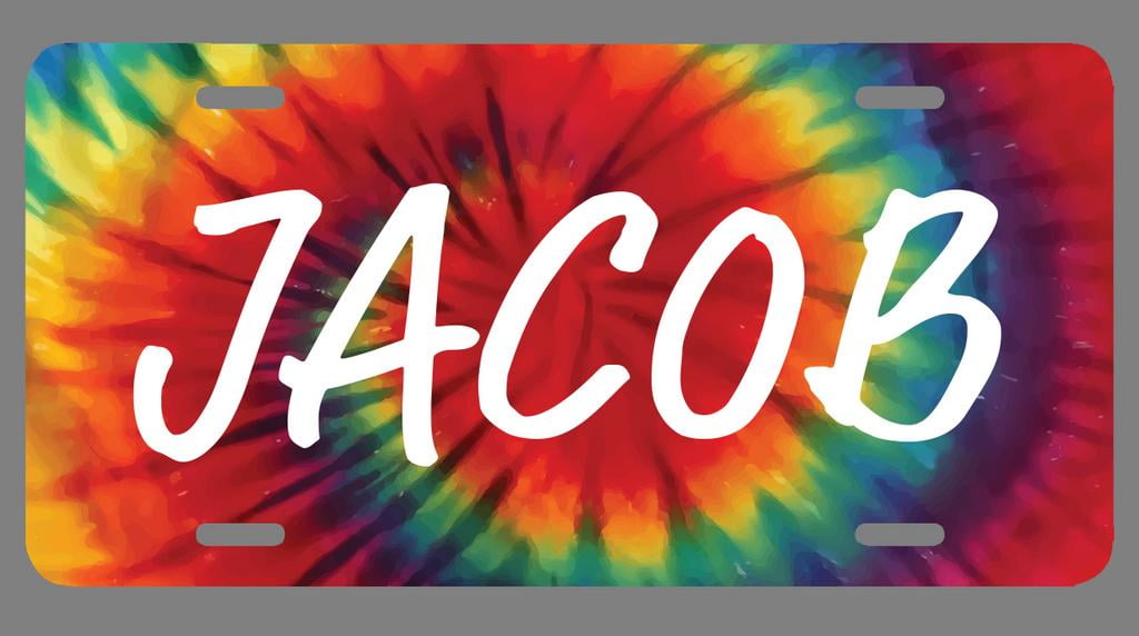 Jacob Name Tie Dye Style License Plate Tag Vanity Novelty Metal | UV ...