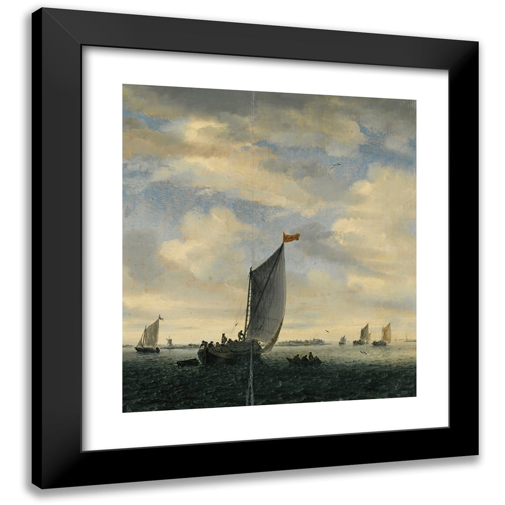 Jacob Salomonsz. van Ruysdael 15x16 Black Modern Framed Museum Art Print Titled - An Estuary ...