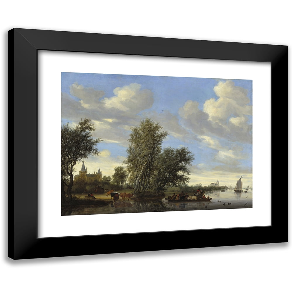 Jacob Salomonsz. van Ruysdael 18x14 Black Modern Framed Museum Art Print Titled - River ...