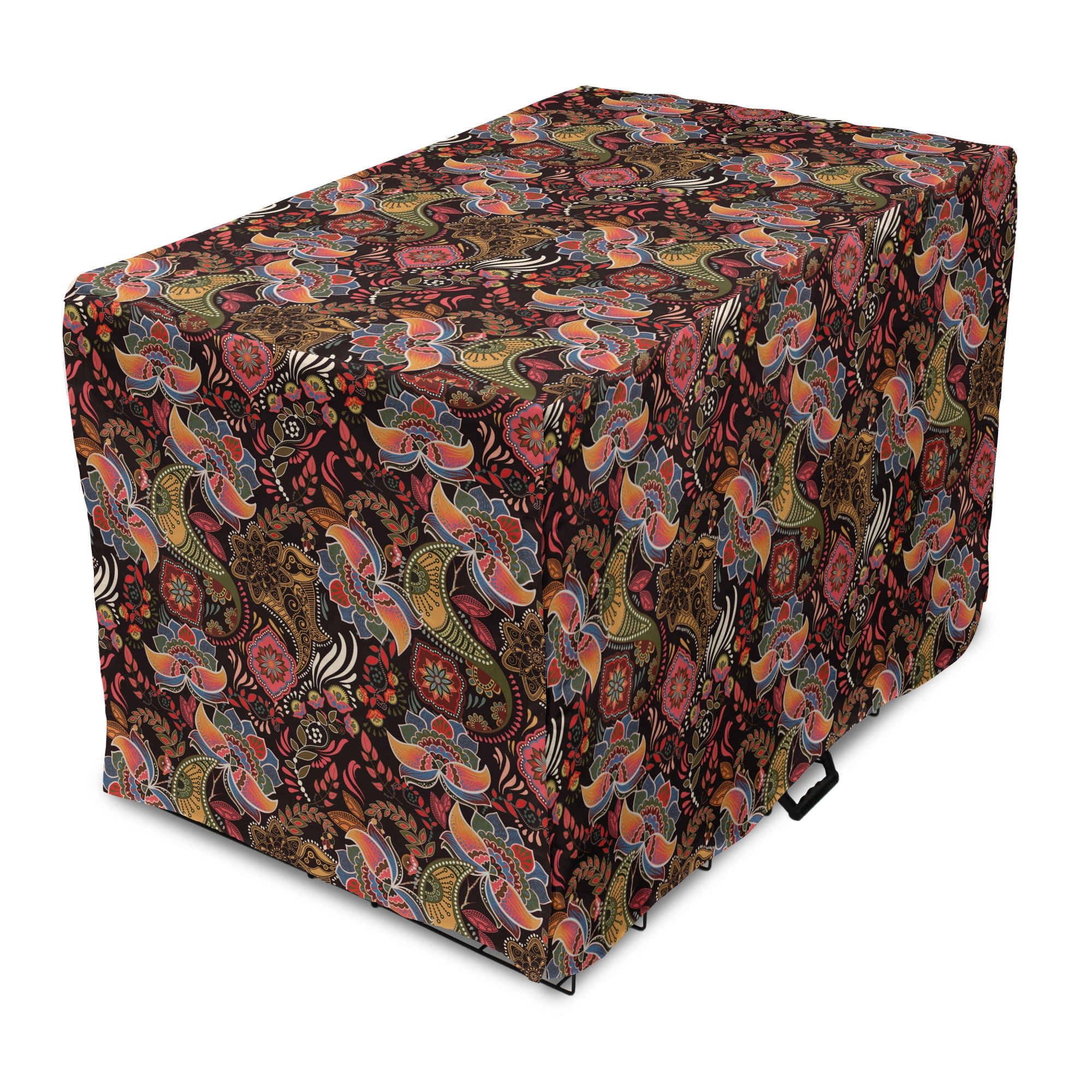 Jacobean Dog Crate Cover, Vintage Jumble in Warm Tones Floral Motifs ...