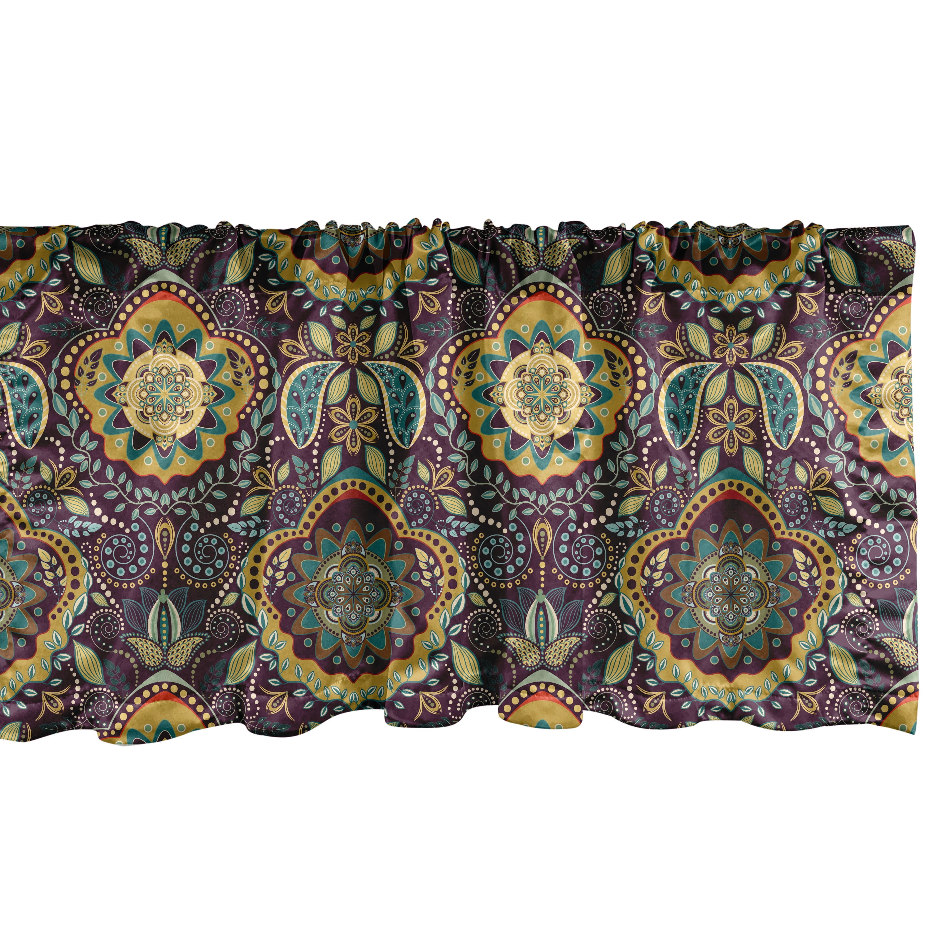 Jacobean Window Valance, Abstract Botanical Ornament Composition Motifs ...