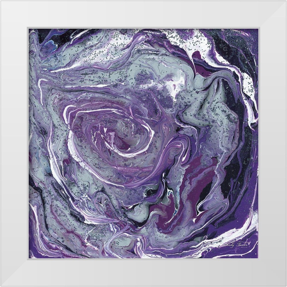 Jacobs, Cindy 26x26 White Modern Wood Framed Museum Art Print Titled - Abstract in Purple II ...