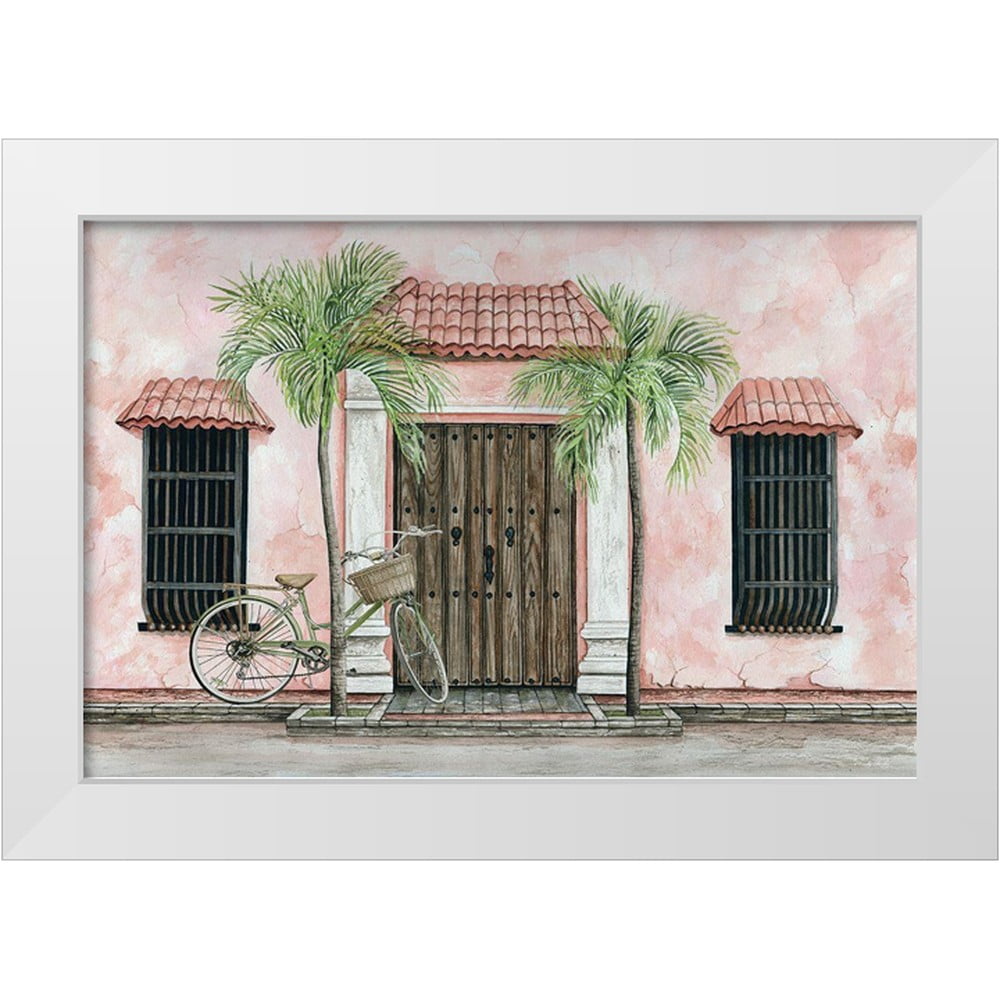 Jacobs, Cindy 32x23 White Modern Wood Framed Museum Art Print Titled - Palms and Bike - Walmart.com