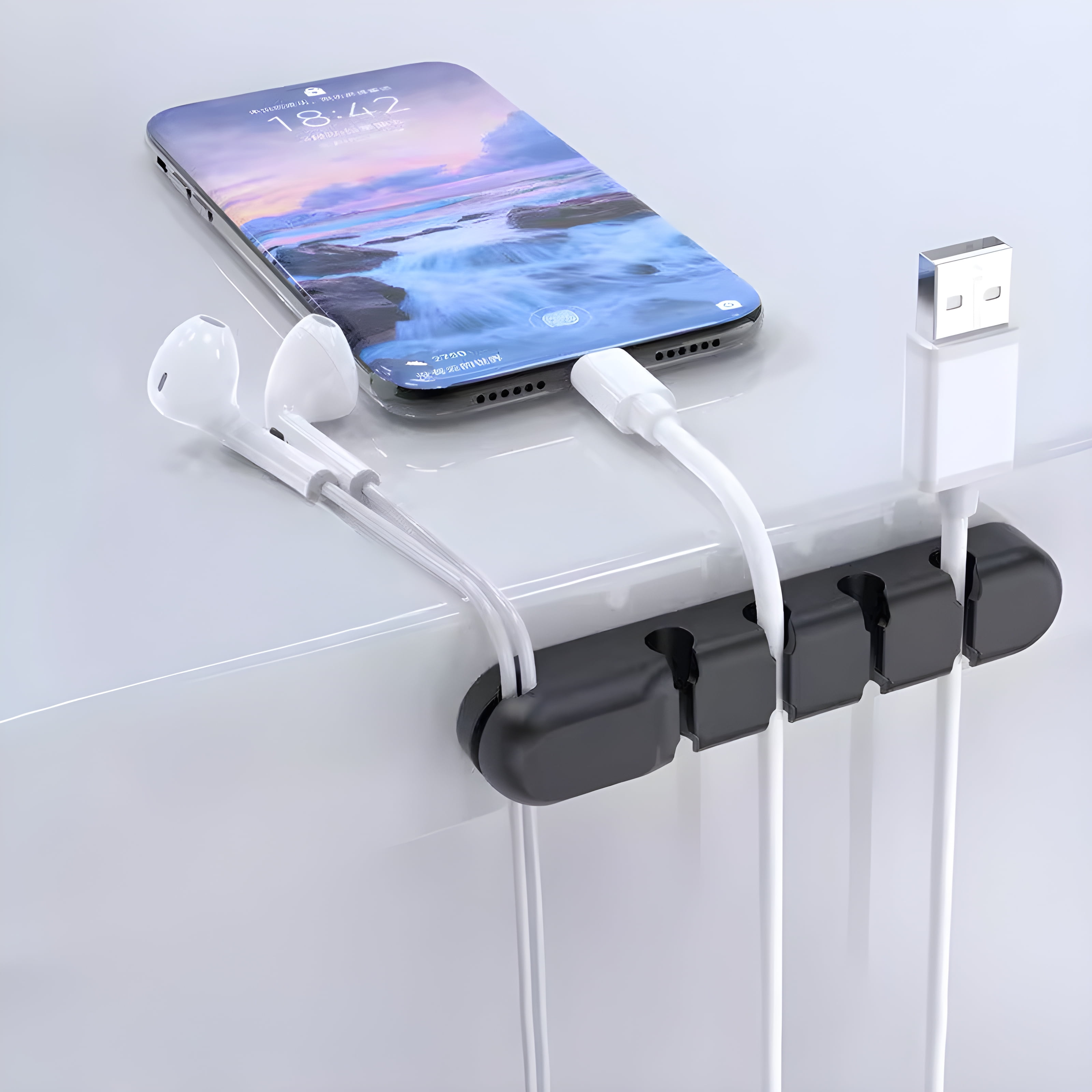 JacobsParts 5-Clip Multi USB Cable Organizer Cord Management Charger ...