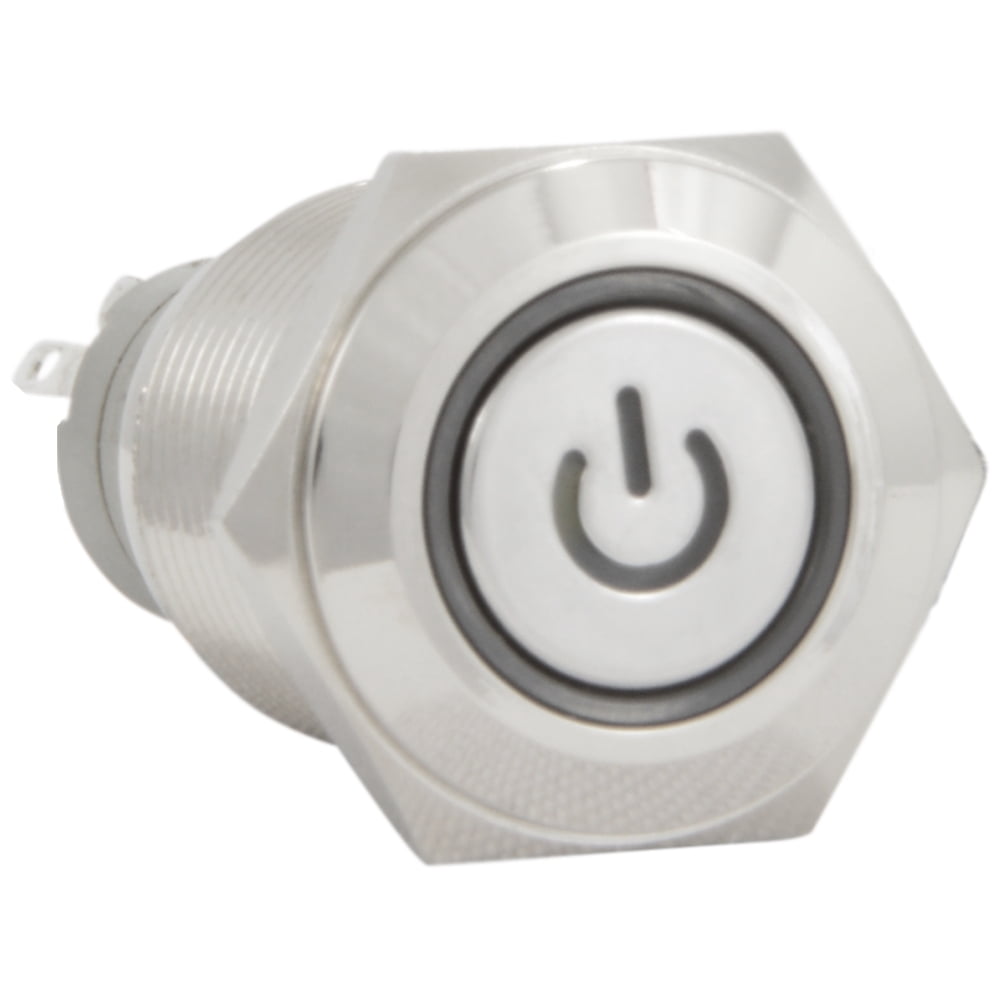 JacobsParts Latching Maintained Pushbutton ON/OFF Switch Circular Metal ...