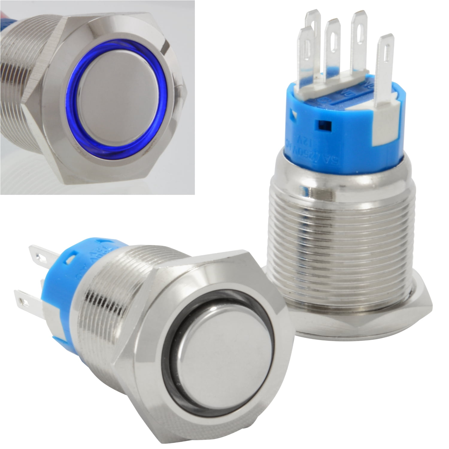 JacobsParts Latching Pushbutton ON/OFF Maintained Power Switch Circular ...