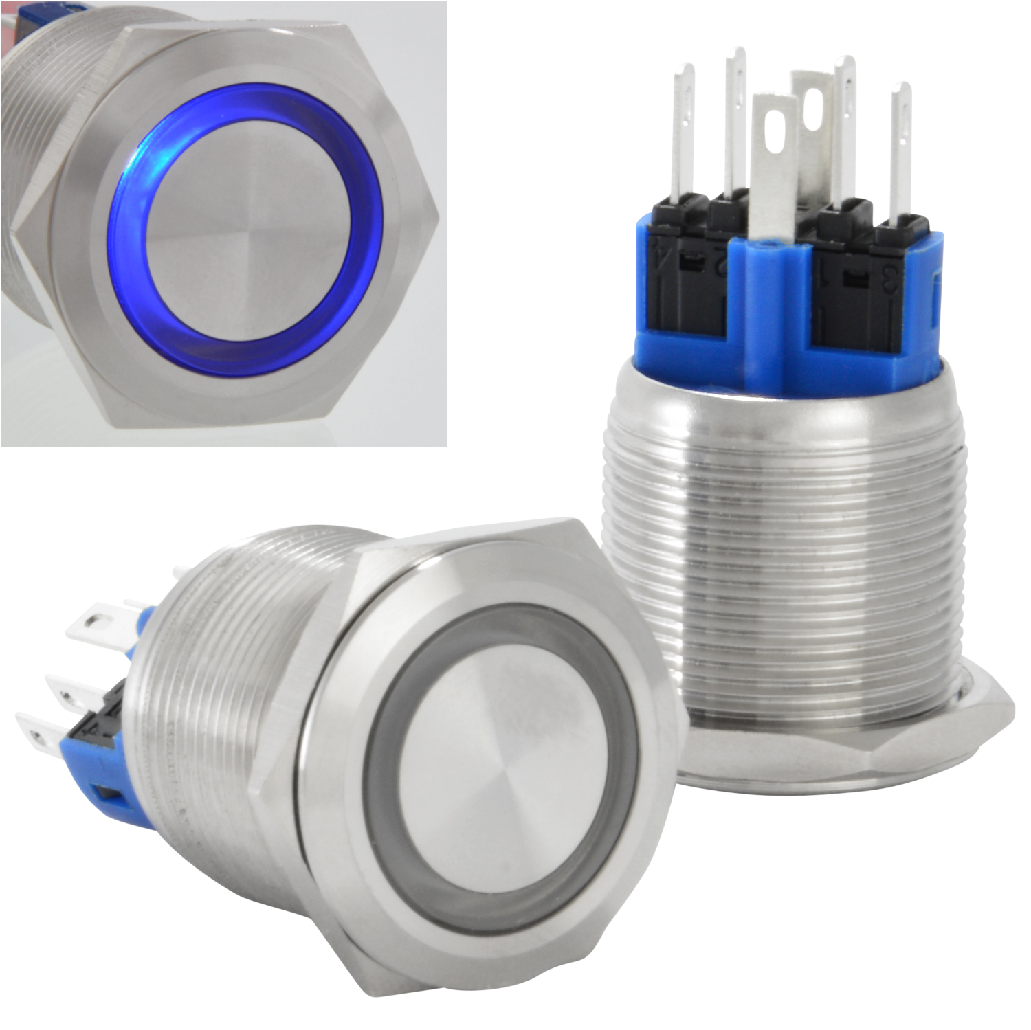 JacobsParts Latching Pushbutton ON/OFF Maintained Power Switch Circular ...