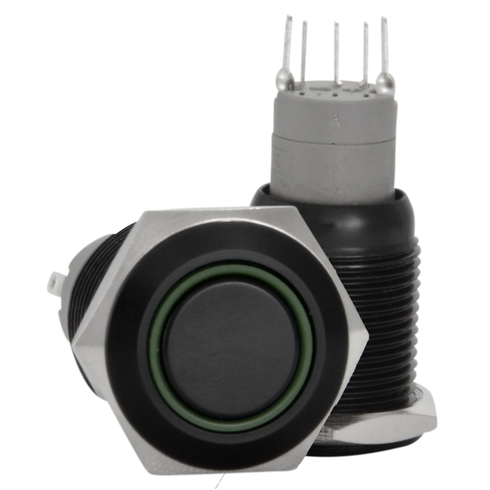 JacobsParts Momentary Pushbutton Starter Switch Circular Metal Black ...