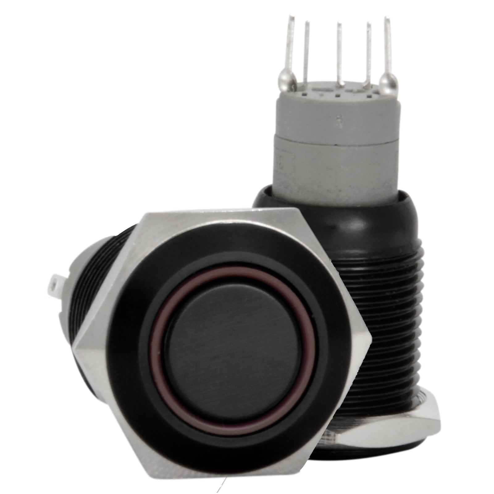 JacobsParts Momentary Pushbutton Starter Switch Circular Metal Black ...
