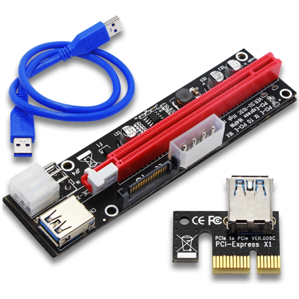 JacobsParts PCI-E 1x to 16x Powered USB3.0 GPU Riser Extender Adapter ...