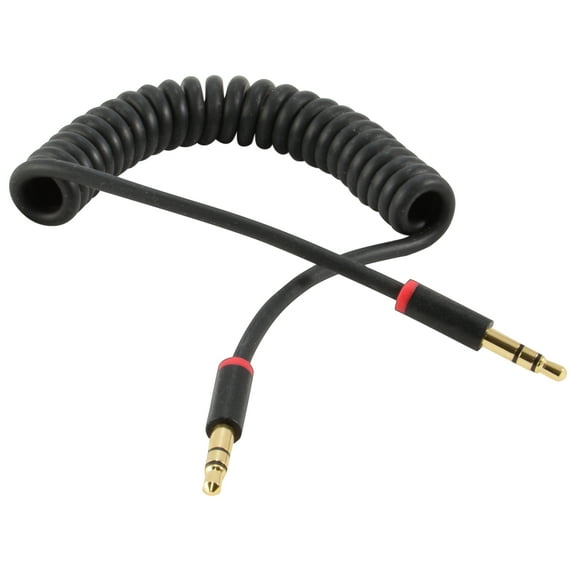 JacobsParts Spring Coiled 3.5mm Stereo Audio Aux Cable, Gold Plated (3 ...