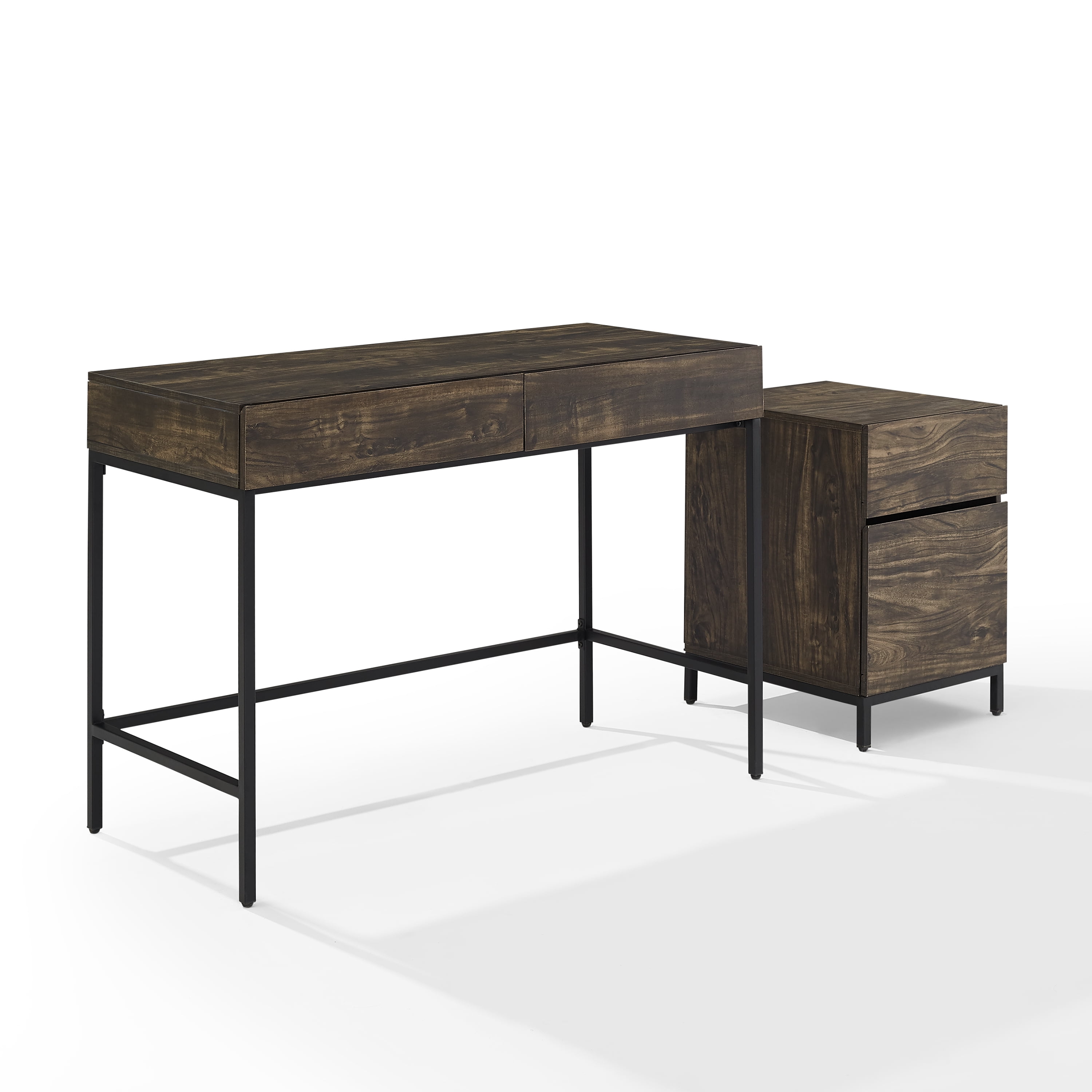 Jacobsen 2Pc File Cabinet And Desk Set Brown Ash/Matte Black - Desk ...
