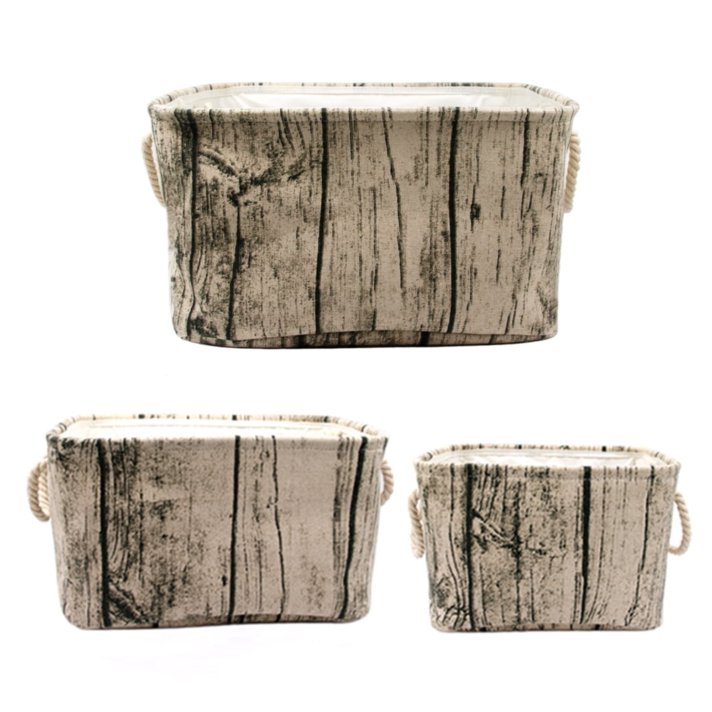 Jacone Stylish Tree Stump Design Rectangular Storage Baskets Cotton ...