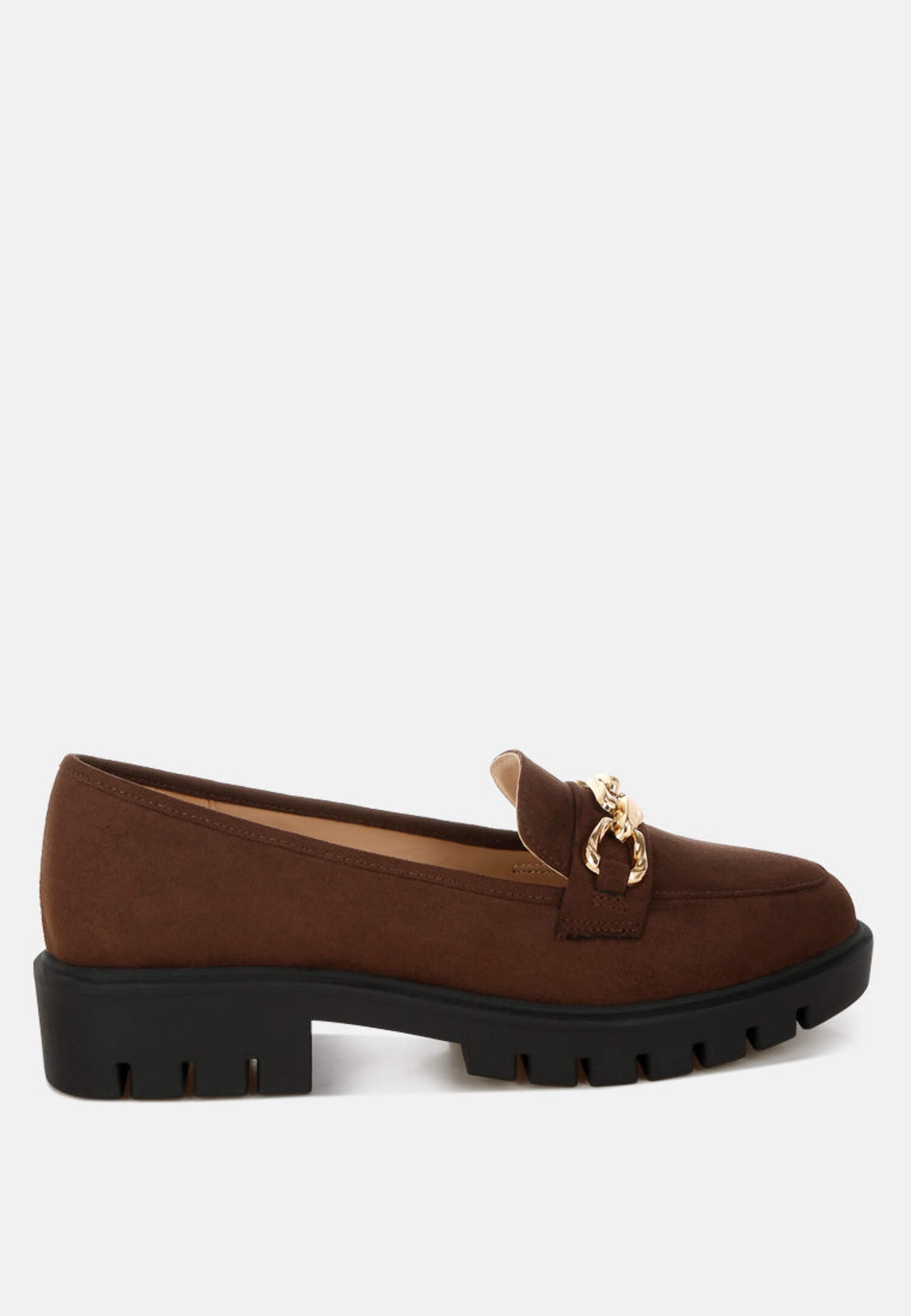 Jacop Micro Suede Metal Chain Link Loafers - Walmart.com