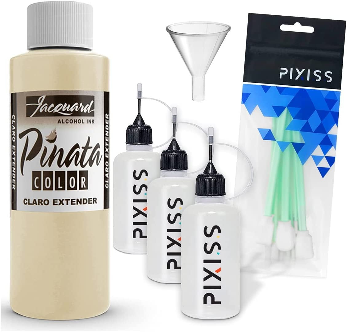 Jacquard 4-Ounce Pinata Alcohol Ink Claro Extender, 3 Pixiss 20ml ...