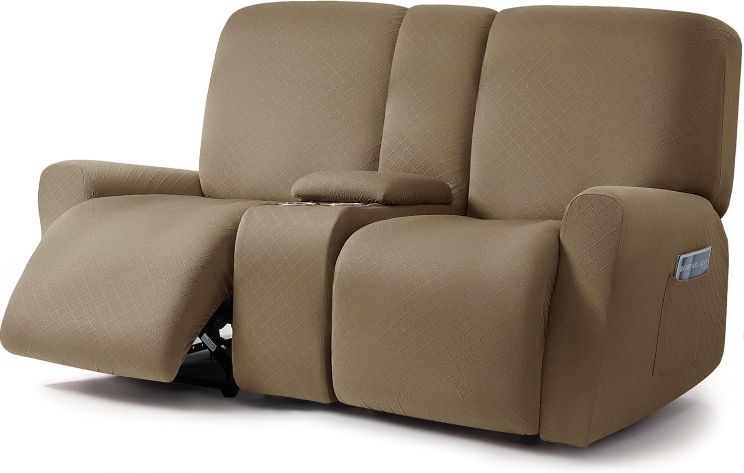 Jacquard Design Reclining Loveseat with Middle Console Slipcover, 8 ...