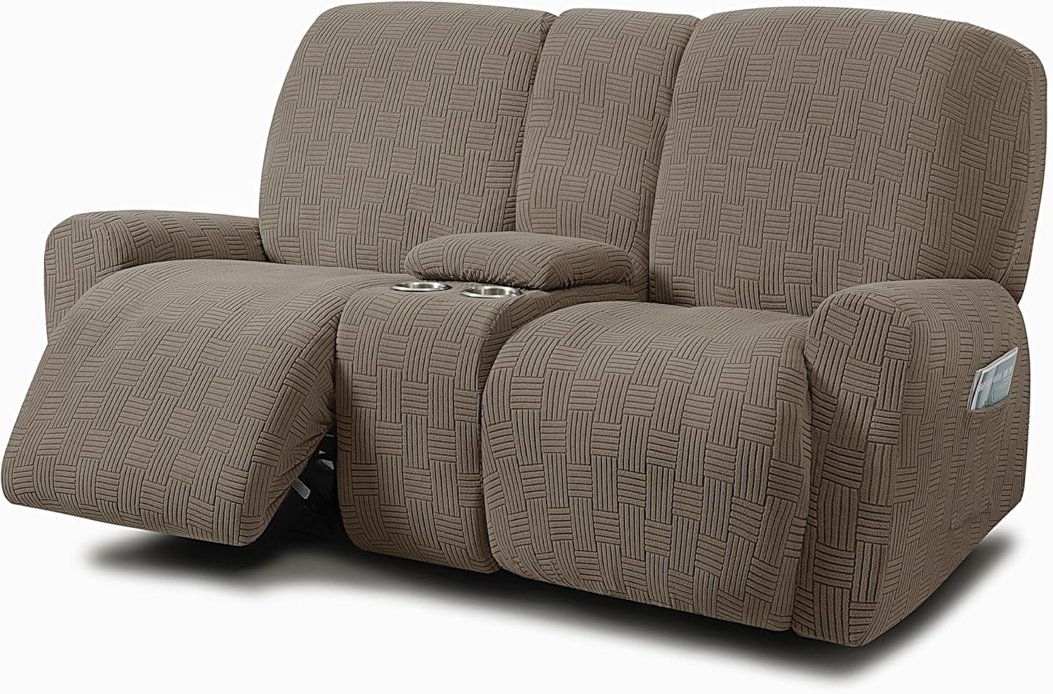 Jacquard Design Reclining Loveseat with Middle Console Slipcover, 8 ...