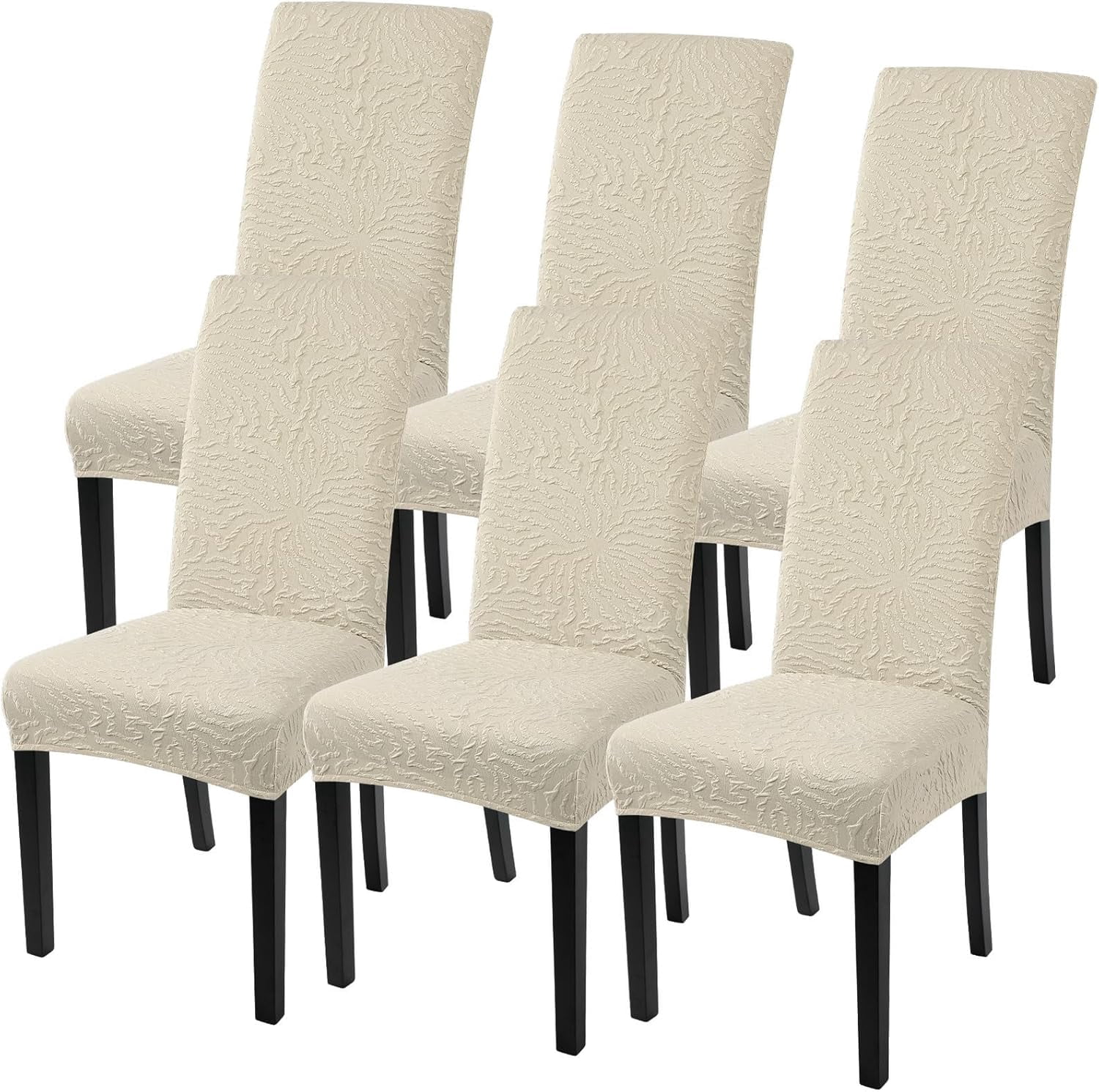Jacquard Dining Room Chair Covers Set of 6, Stretch Kitchen Chair ...