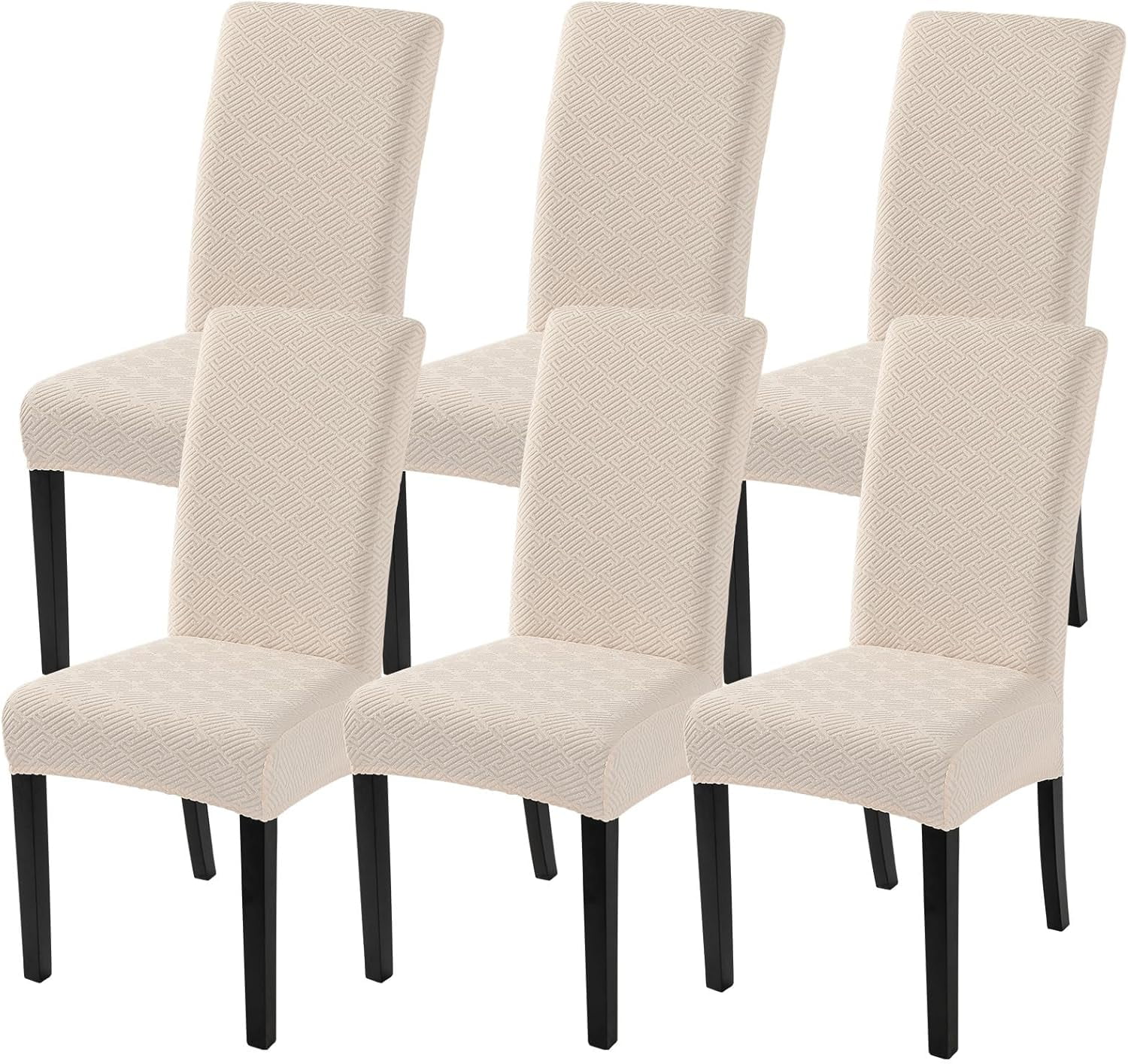 Jacquard Dining Room Chair Covers Set of 6, Stretch Kitchen Chair ...