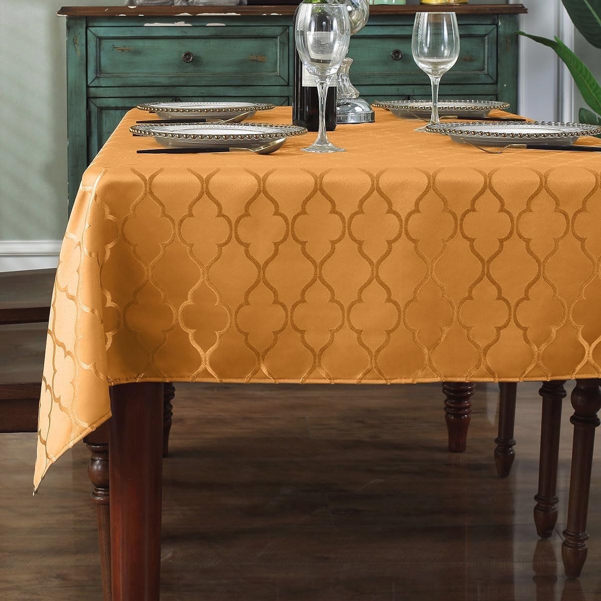 Jacquard Fall Tablecloth Rectangle Flower Pattern Polyester Table Cloth ...