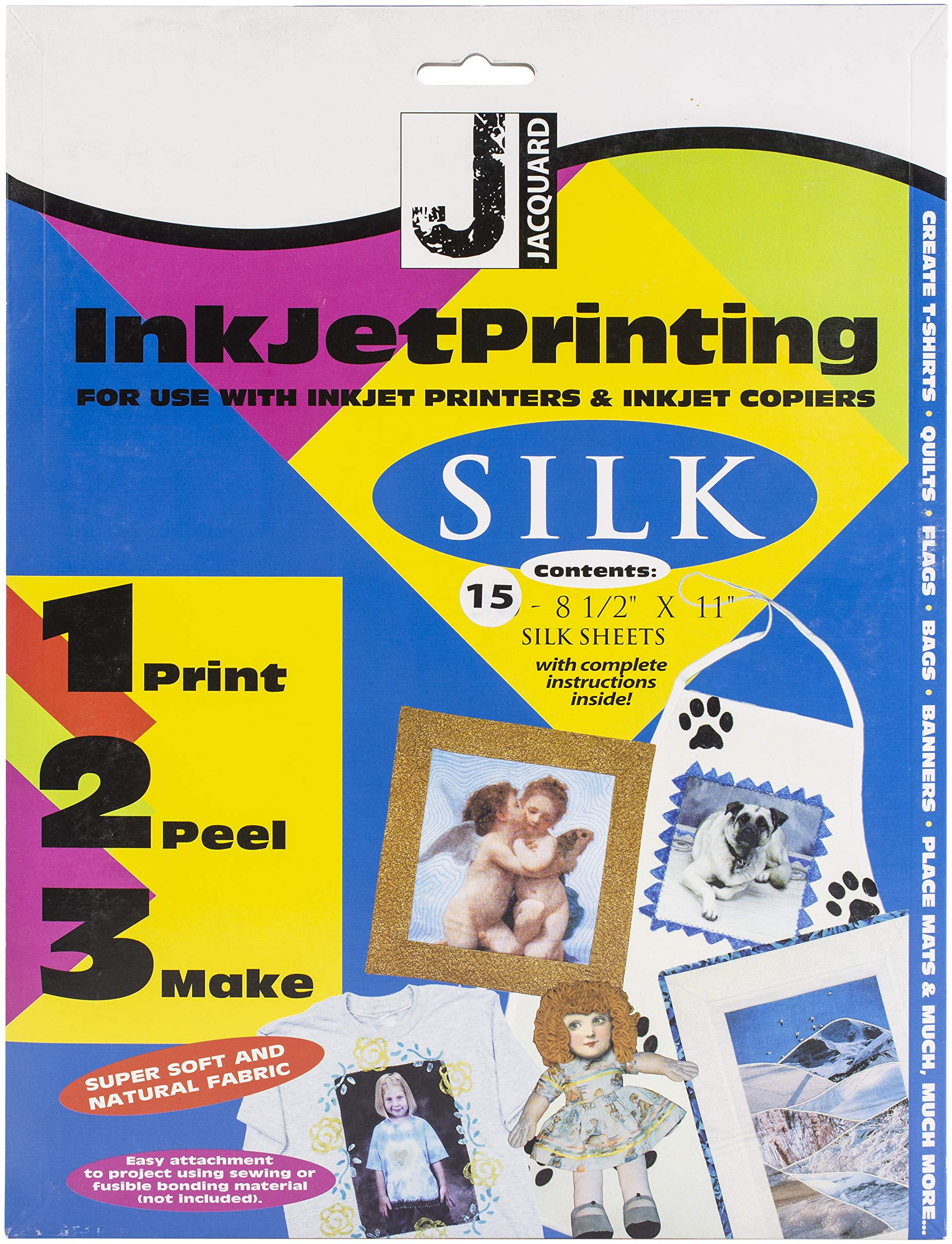 Jacquard Inkjet Fabric Kit - 8-1/2" x 11", Silk, Pkg of 15 - Walmart.com