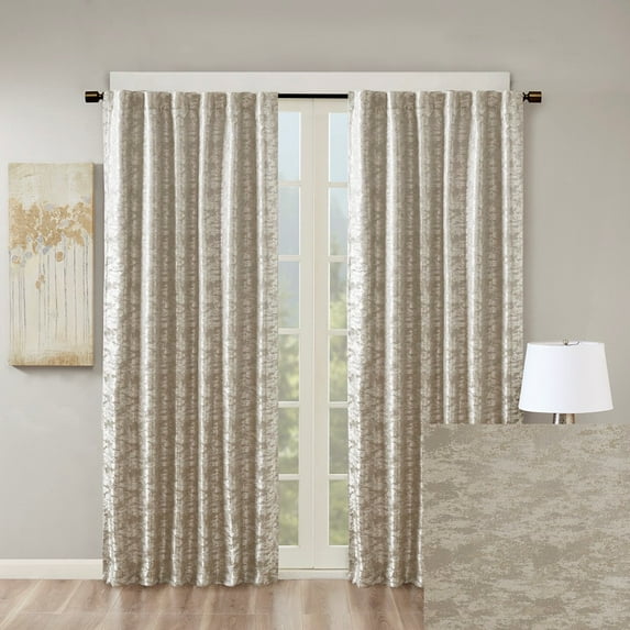 Jacquard Lined Total Blackout Rod Pocket/Back Tab Curtain Panel(Only 1 ...
