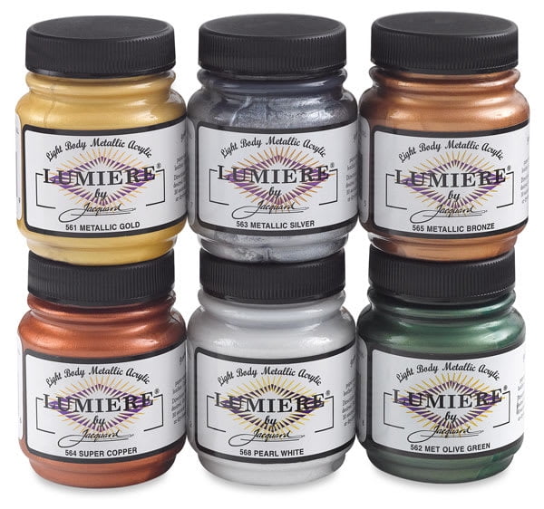 Jacquard Lumiere Acrylics - Metallic Pigments, Set of 6 colors, 2.25 oz ...