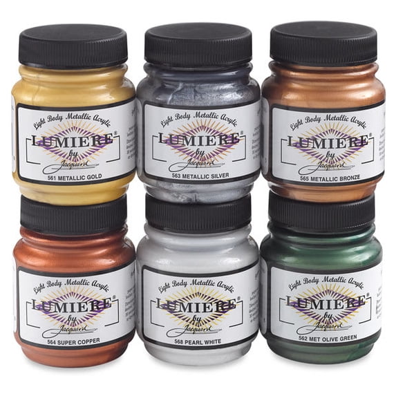 Jacquard Lumiere Acrylics - Metallic Pigments, Set of 6 colors, 2.25 oz ...