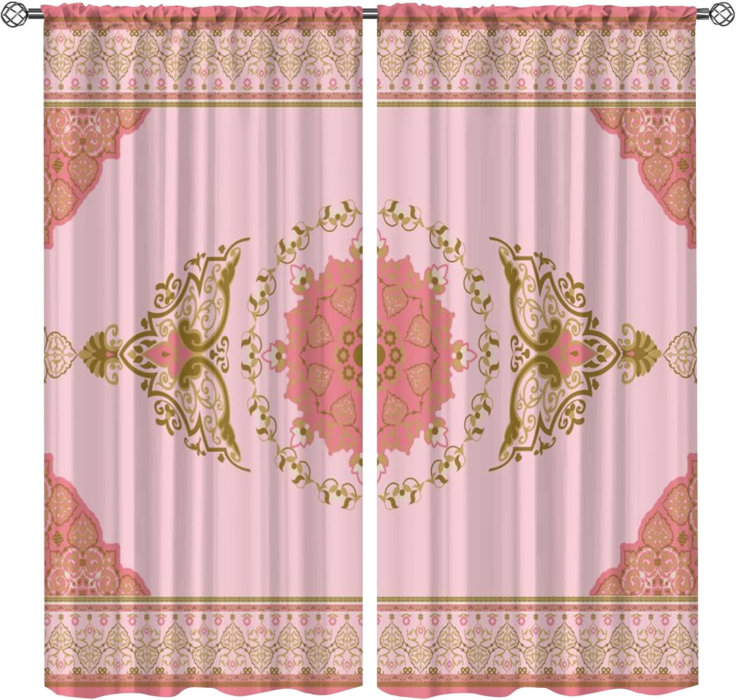 Jacquard Mandala Design Rod Pocket Drapes & Curtains, Cosmos Concepts ...