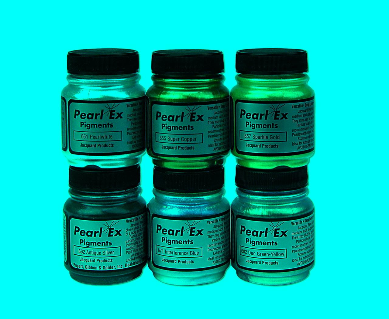 Jacquard Pearl Ex Powder Pigments, Assorted Metallic Colors, Set of 6 ...