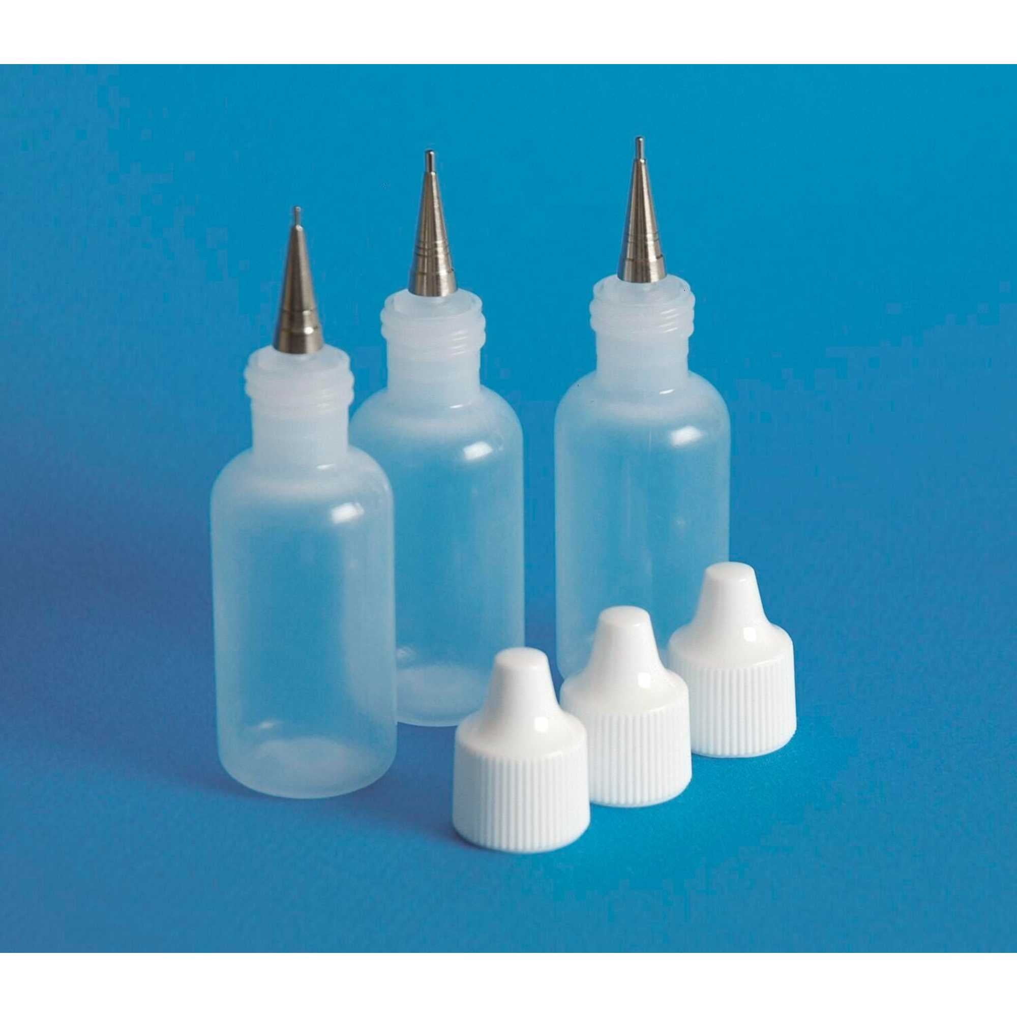Jacquard Plastic Dispenser Bottle Set with Steel Tips, Clear, Set of 3 ...