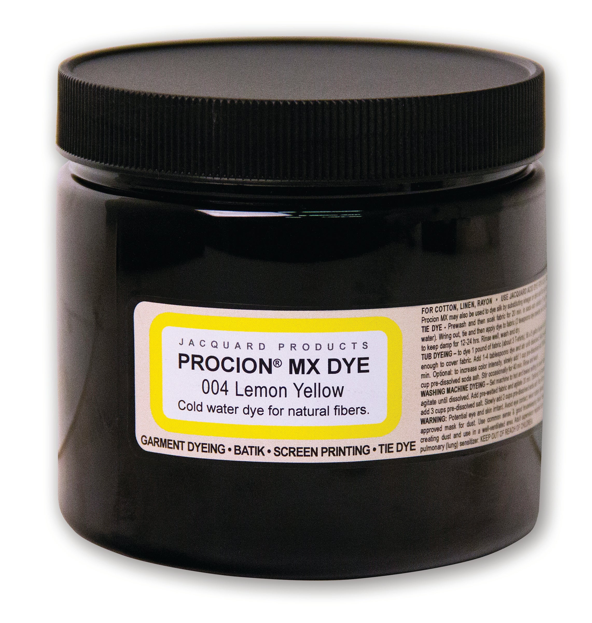 Jacquard Procion MX Reactive Fabric Dye, 8oz, Lemon Yellow, Permanent ...