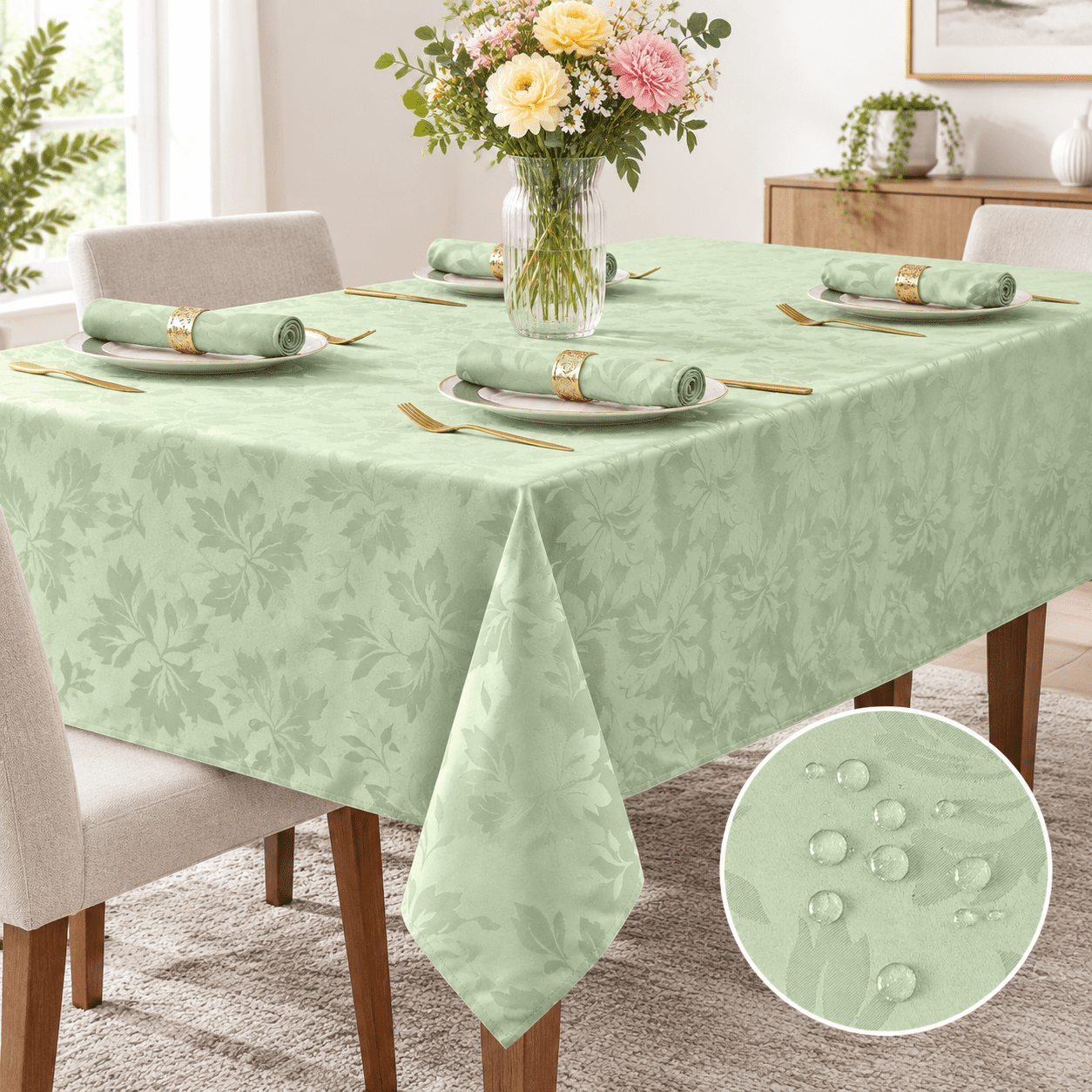 Jacquard Rectangle Tablecloth 60 X 144 Inch Sgreen - Walmart.com