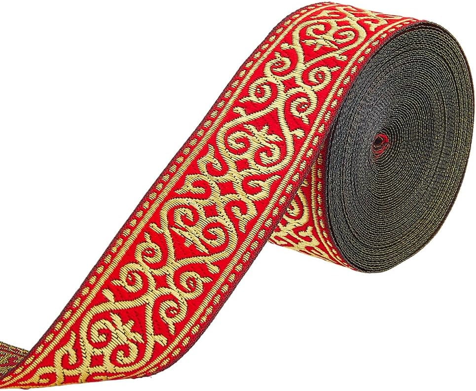 Jacquard Ribbon 7.66 Yards 3.3cm Wide Ethnic Style Jacquard Ribbons Red ...