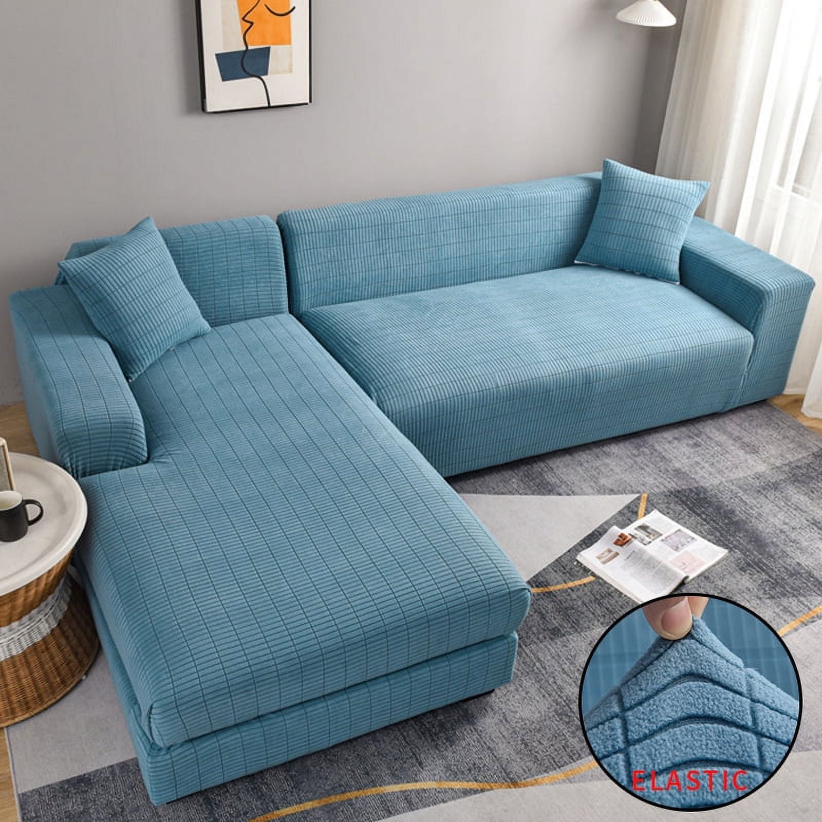 Jacquard Sofa Covers for Living Room Solid Color Stretch Couch Cover ...