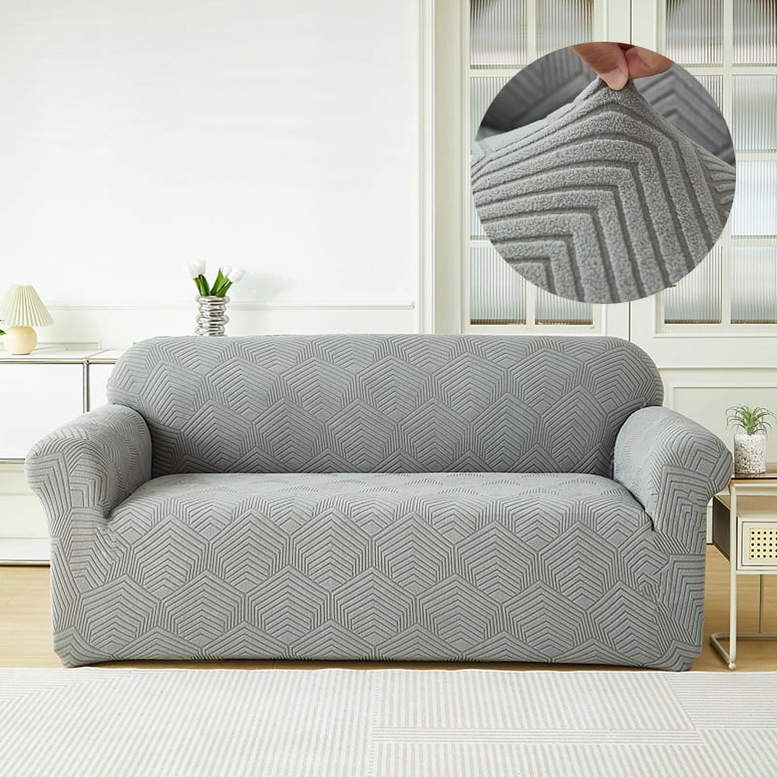 Jacquard Sofa Covers for Living Room Stretch Cross Pattern Chair Couch ...