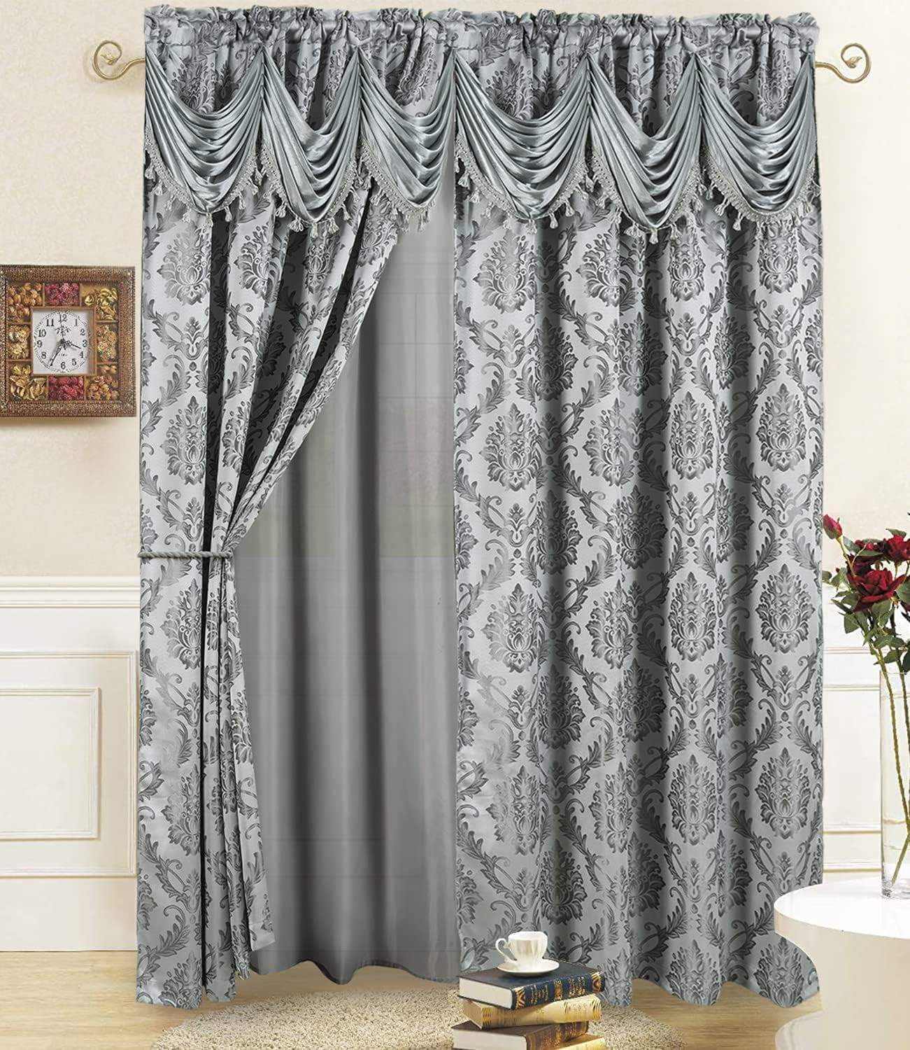 Jacquard Window Curtains For Living Room 2 panel set 54" x 84" Long ...