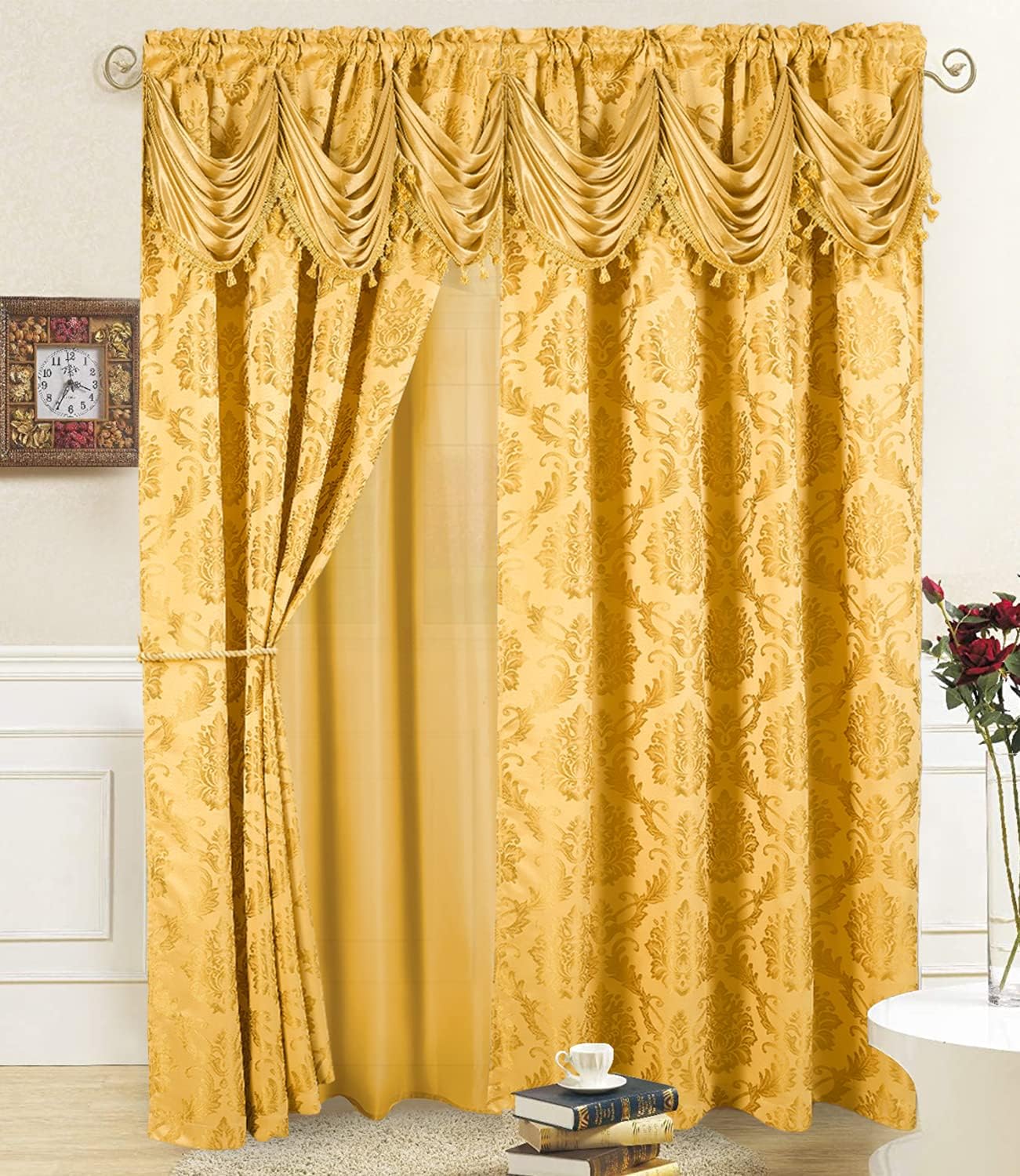 GoodGram Ultra Elegant Clipped Jacquard Georgette Fringed Window ...