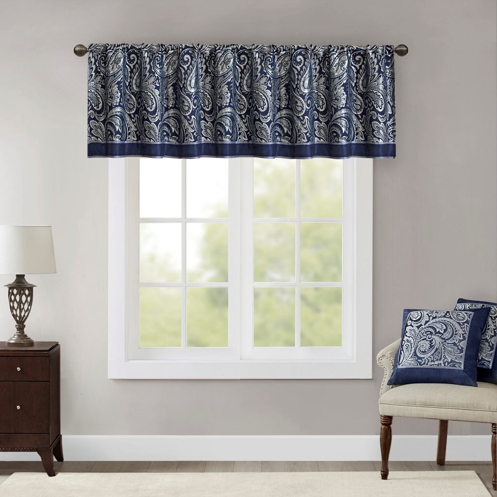 Jacquard Window Valance Navy 50x18" - Walmart.com