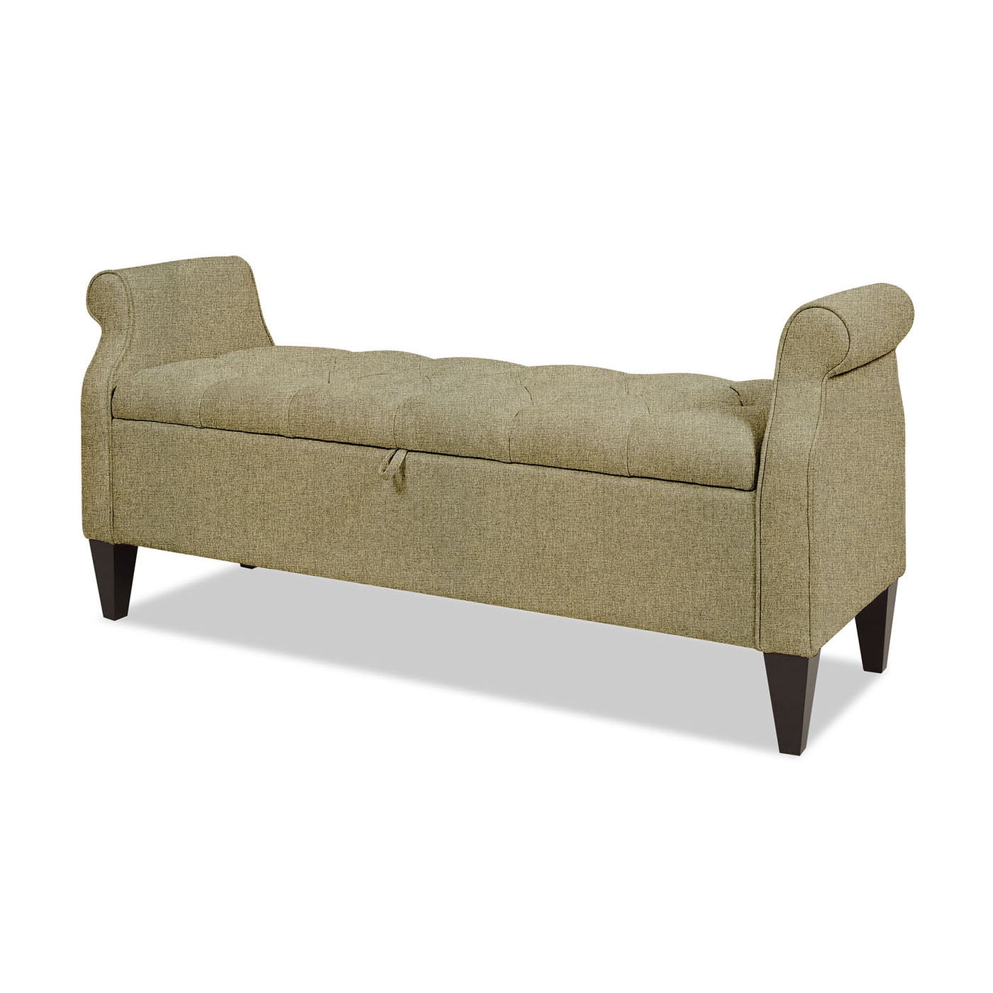 Bedroom Stool Jacqueline 57.5" Tufted Roll Arm Storage Bench, Incense ...