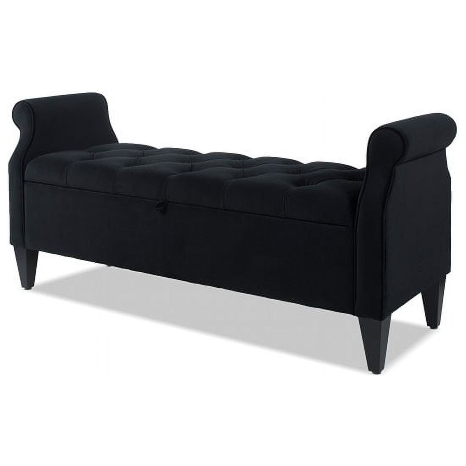 Jacqueline Tufted Roll Arm Storage Bench Black - Walmart.com