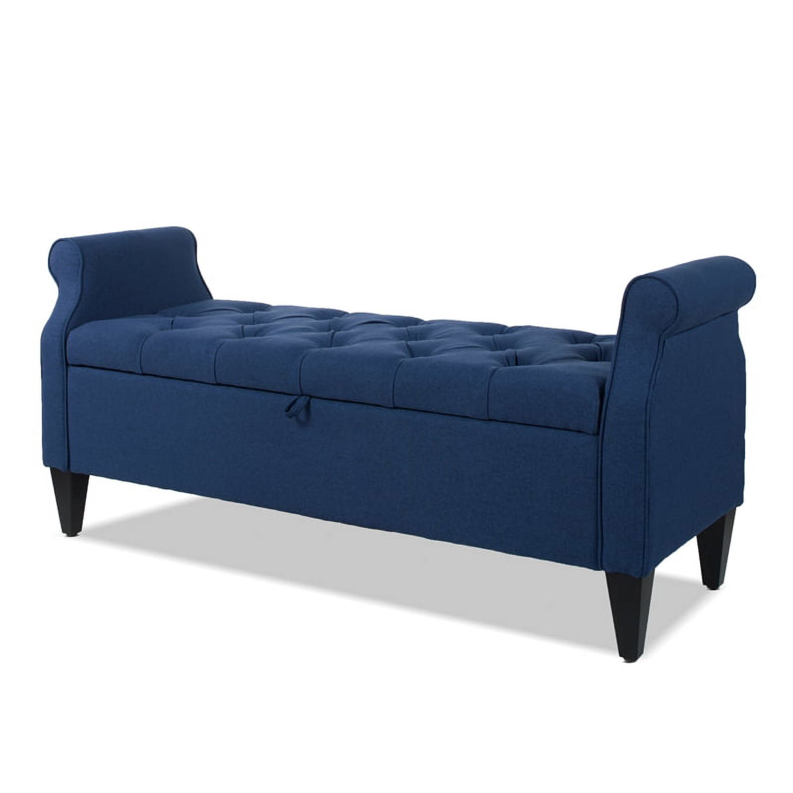 Jacqueline Tufted Roll Arm Storage Bench Dark Sapphire Blue - Walmart.com