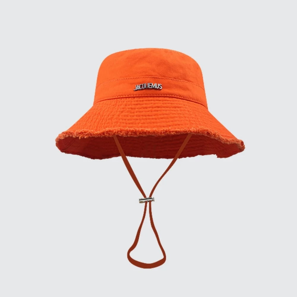 Jacquemus HatFrayed Edge Bucket Hat with Adjustable Chin Rop Hat for ...