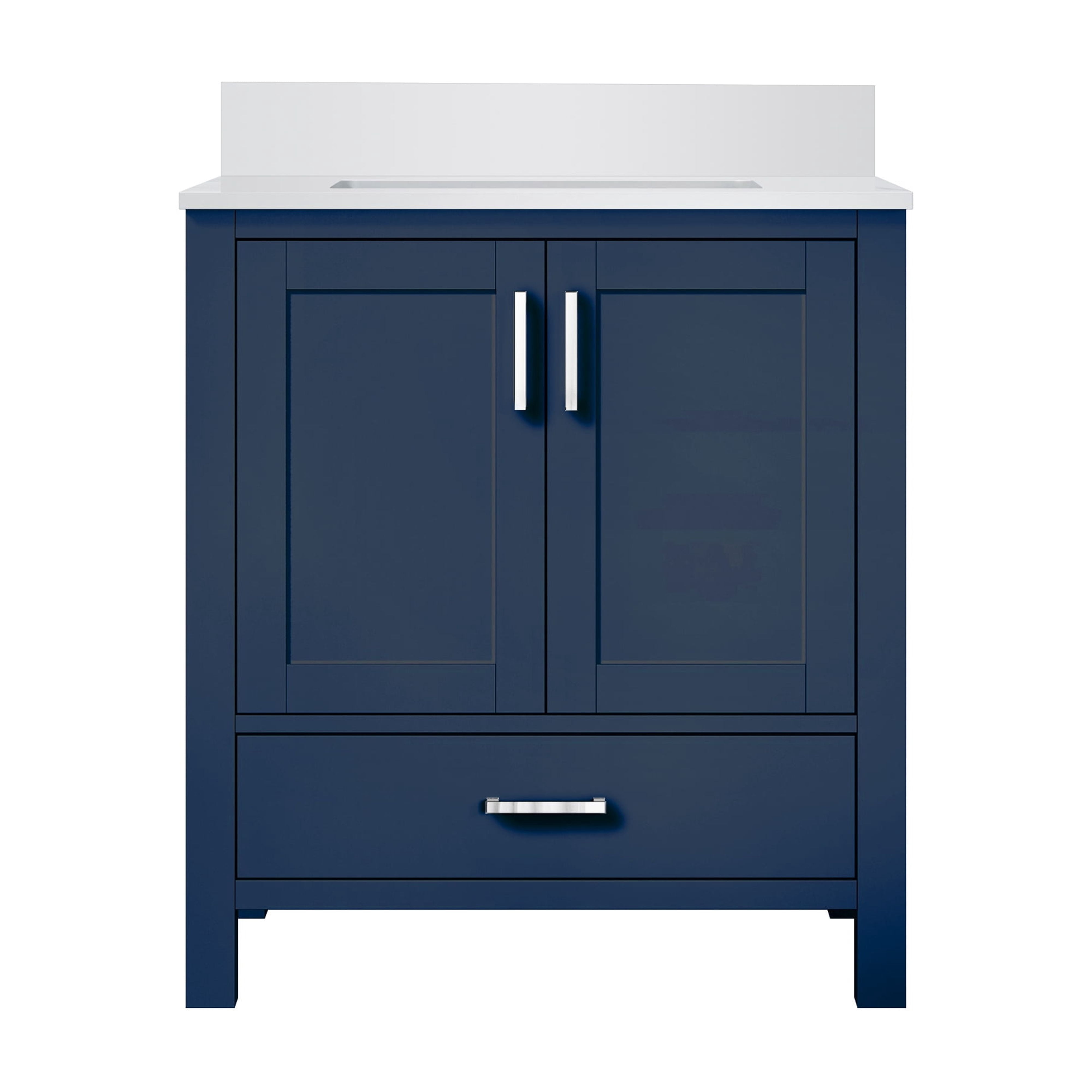 Jacques 30 in. W x 22 in. D Navy Blue Bath Vanity and Cultured Marble ...