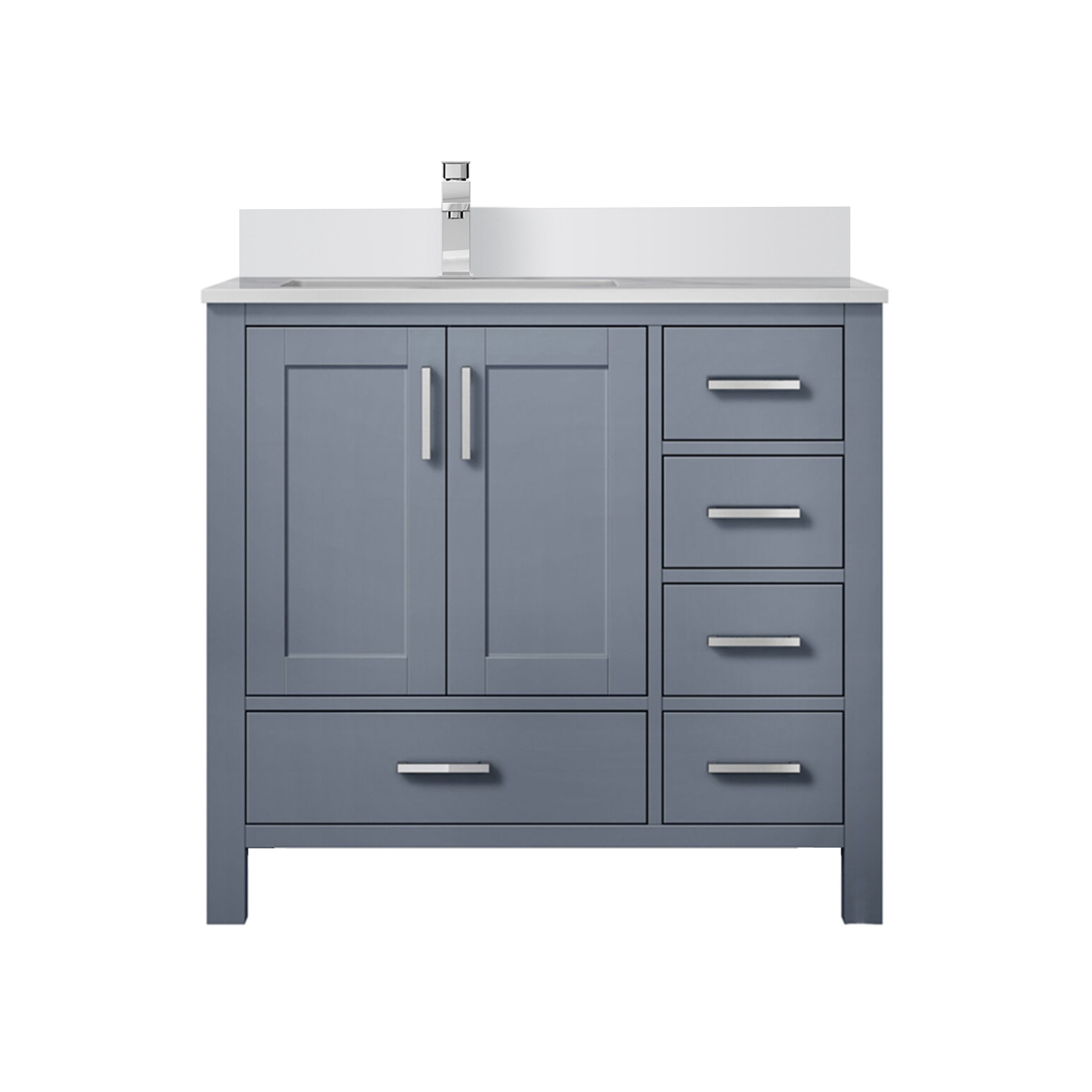 Jacques 36 in. W Left Offset Dark Grey Bath Vanity, Cultured Marble Top ...